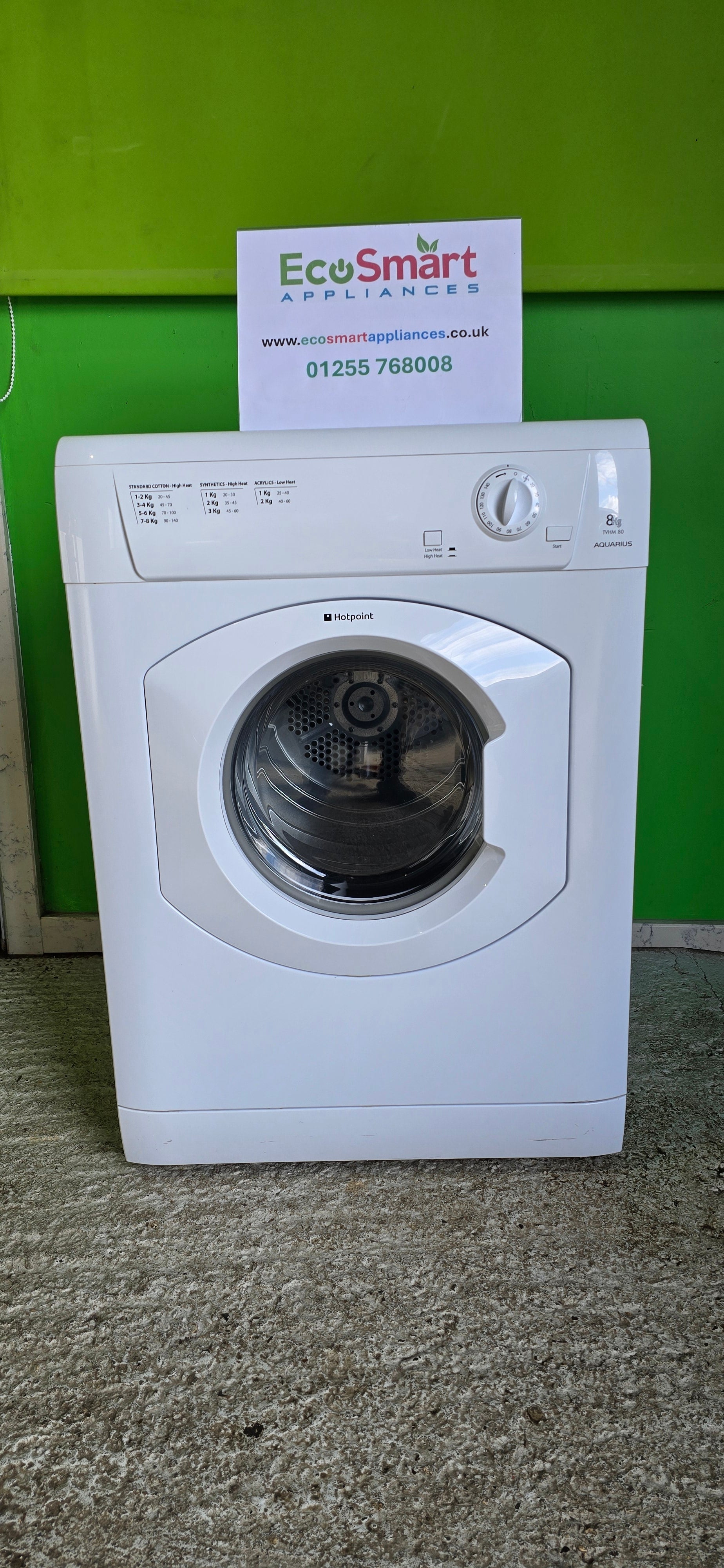 EcoSmart Appliances - Hotpoint TVHM80CP 8kg Freestanding Vented Tumble